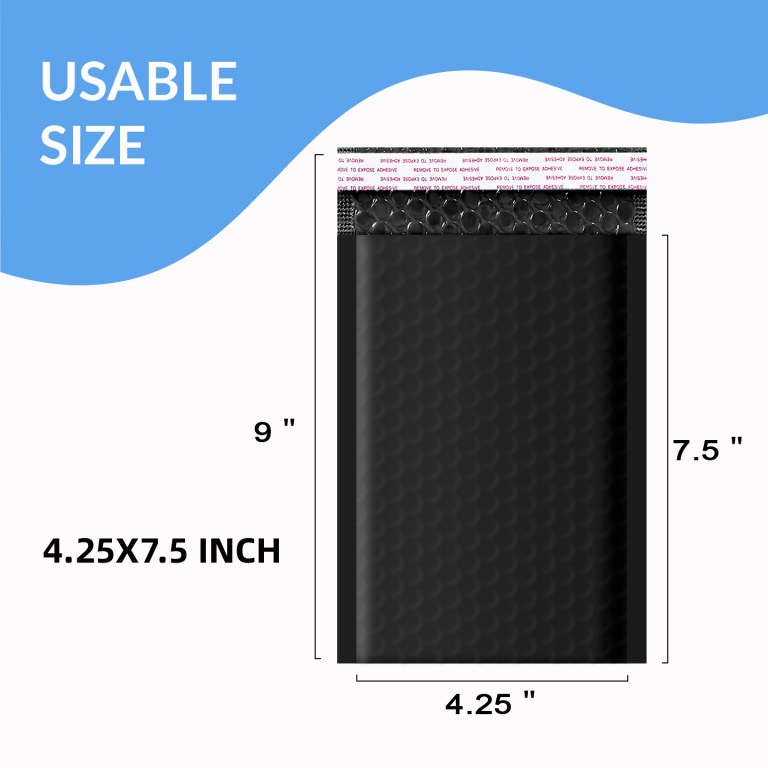 4x8" Black Poly Bubble Mailer- Model #000 - CoolPKG